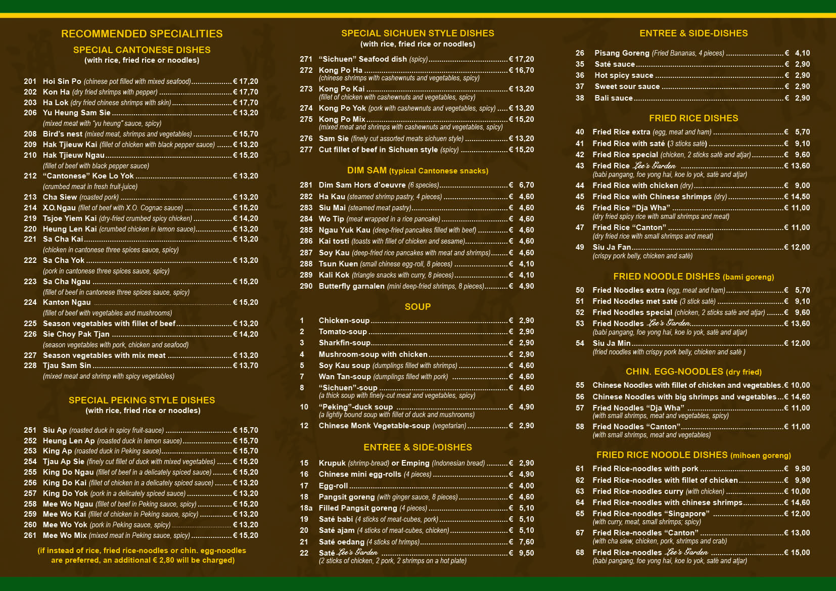 English menu | restaurantlee