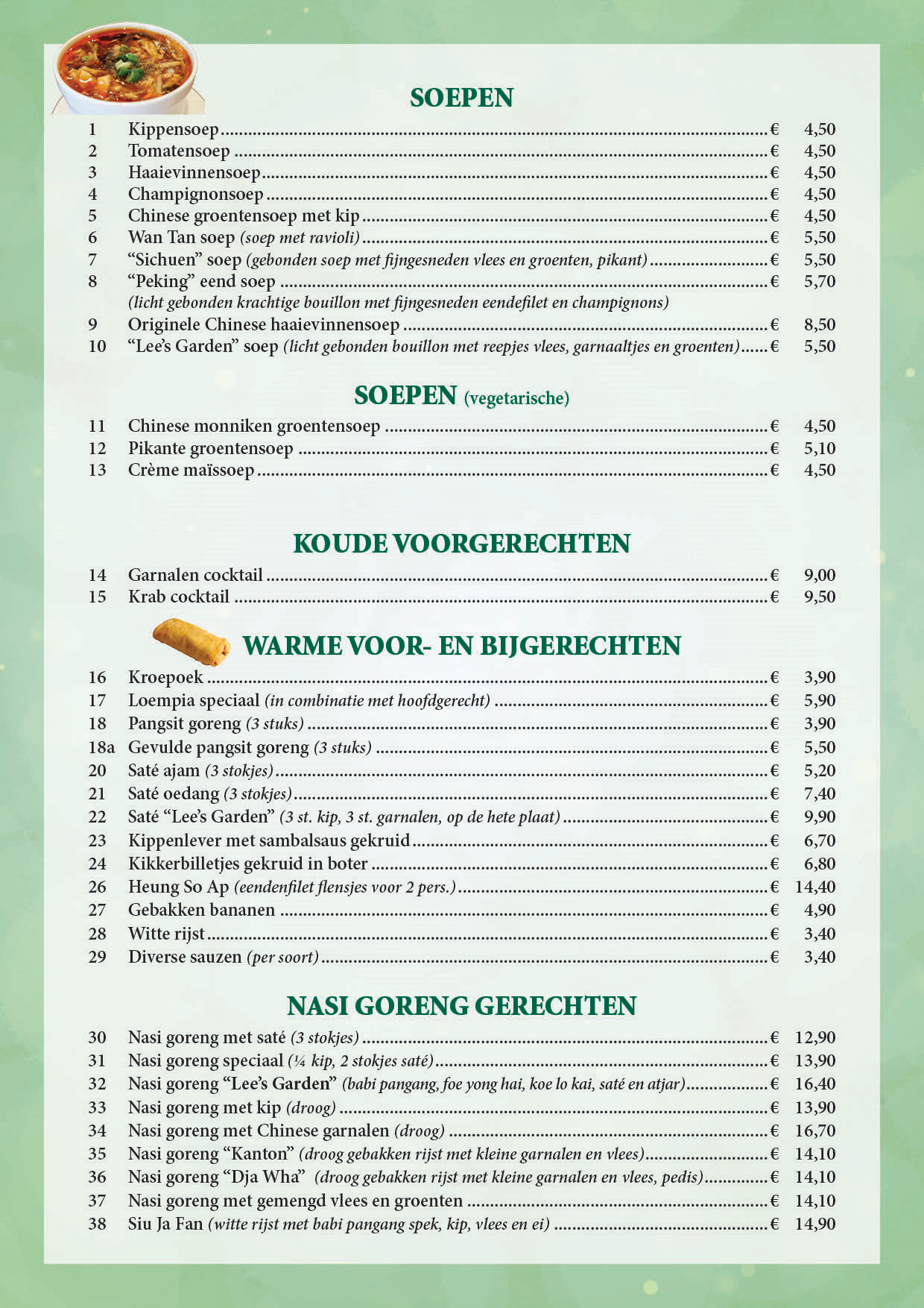 Nederlands menu | restaurantlee